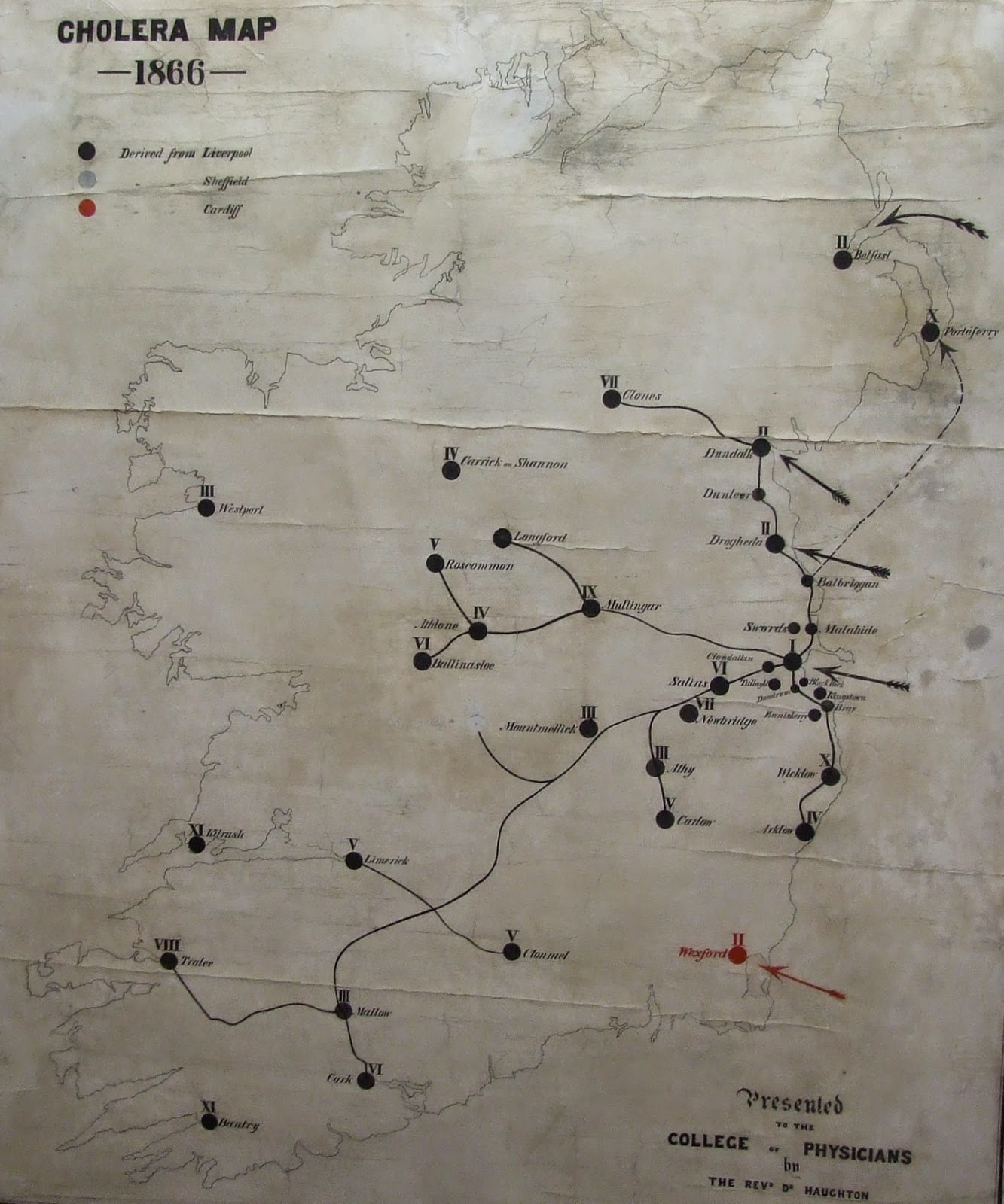 Cholera Map of Ireland, 1866 - RCPI Heritage Centre